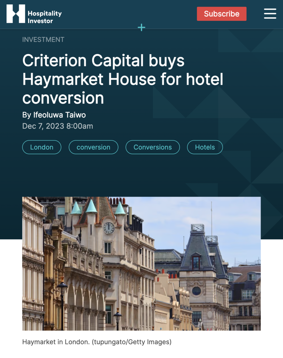 News - Criterion Capital
